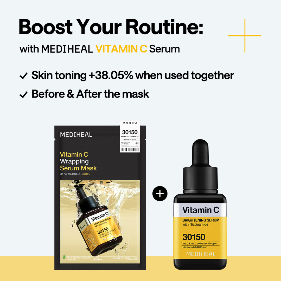 MEDIHEAL VITAMIN C WRAPPING SERUM MASK_BRIGHTENING (4P) – WOOH